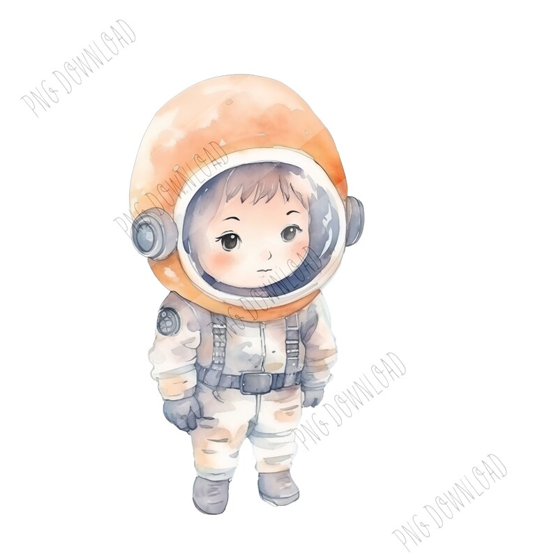 Space Astronaut Watercolor Clipart Cute Astronaut PNG - Etsy