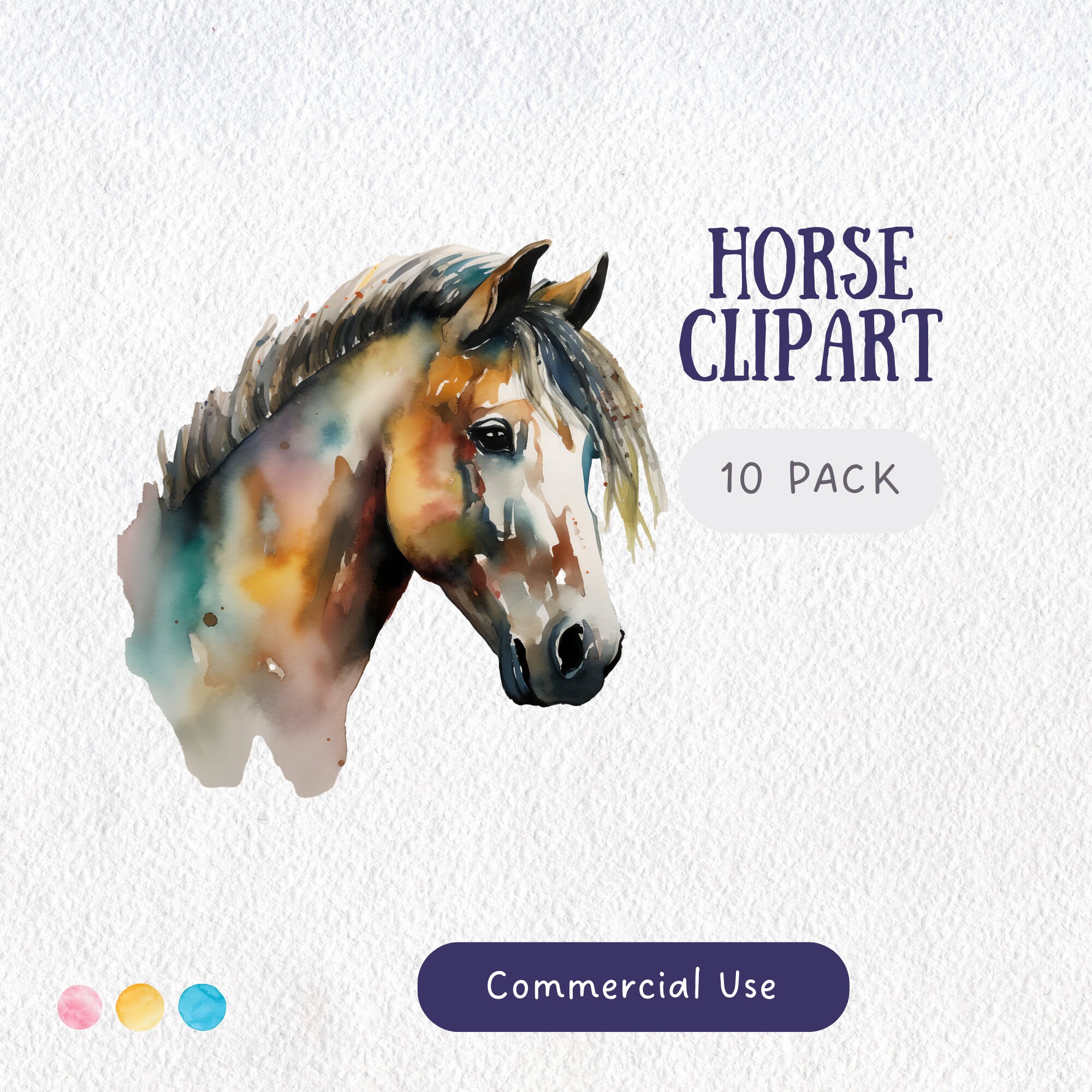 Horse Watercolor Clipart, 10 Horse Png Illustrations, Farm Animals Png ...
