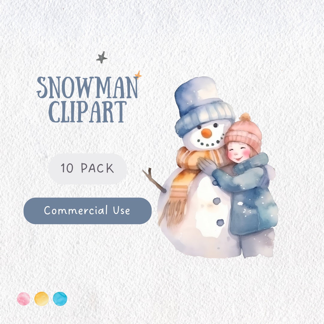 Watercolor Snowman PNG Clipart Bundle of 10 Christmas - Etsy