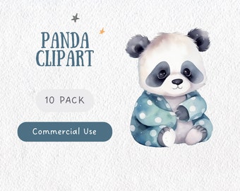 Cute Panda Clipart Set With Watercolor Illustration - Etsy