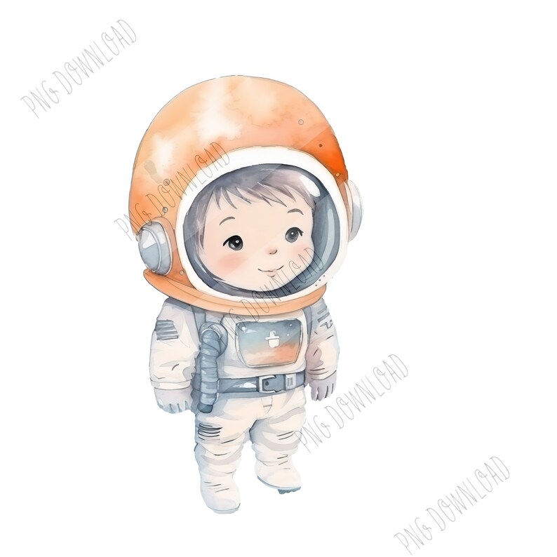 Space Astronaut Watercolor Clipart Cute Astronaut PNG - Etsy