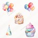 Watercolor Birthday Party Cake, Balloons Clipart Bundle of 20 ...