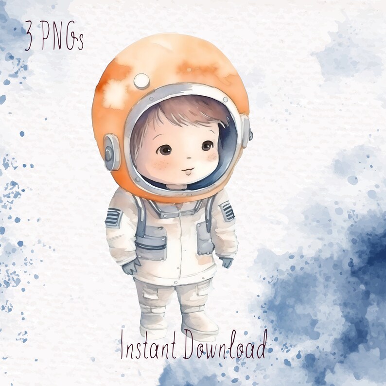 Space Astronaut Watercolor Clipart Cute Astronaut PNG - Etsy
