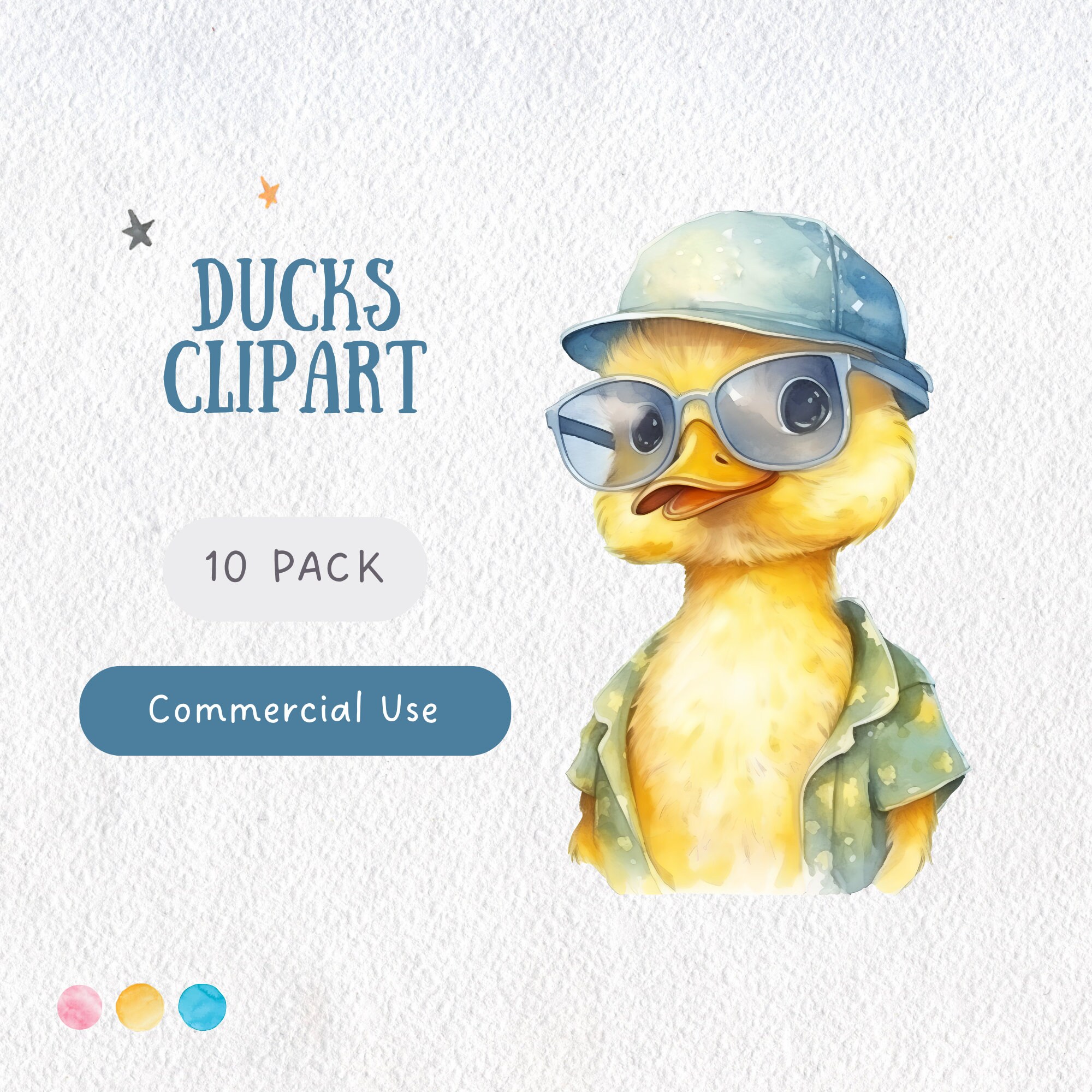 Cute Duckling Watercolor Clipart Bundle, 10 Baby Duck Png, Duck Digital ...