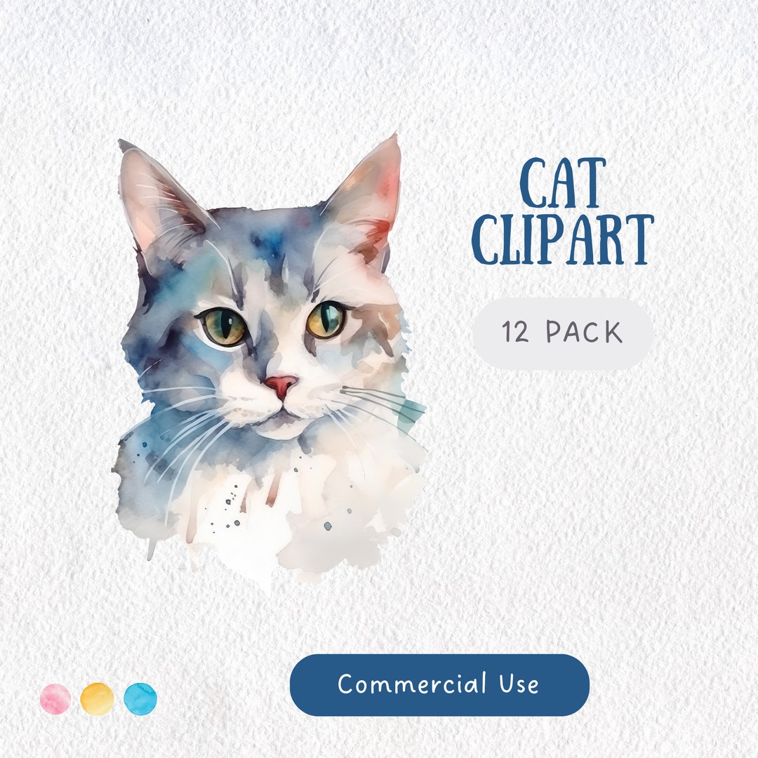 Cats Clipart Bundle, 12 PNG Cute Cats PNG, Pets Clipart, Cat Breed ...