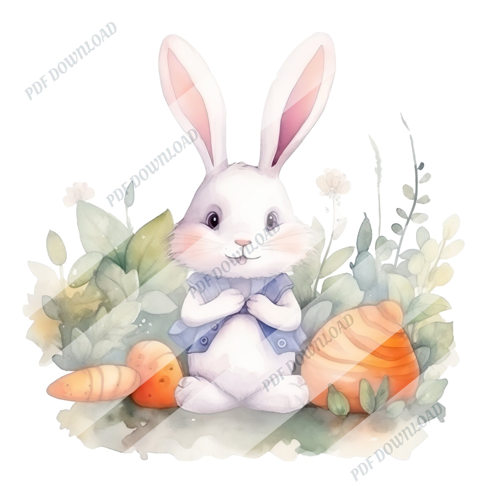 Bunny Clipart, Rabbit Clipart, Watercolor Bunny, Easter Bunny Clipart ...