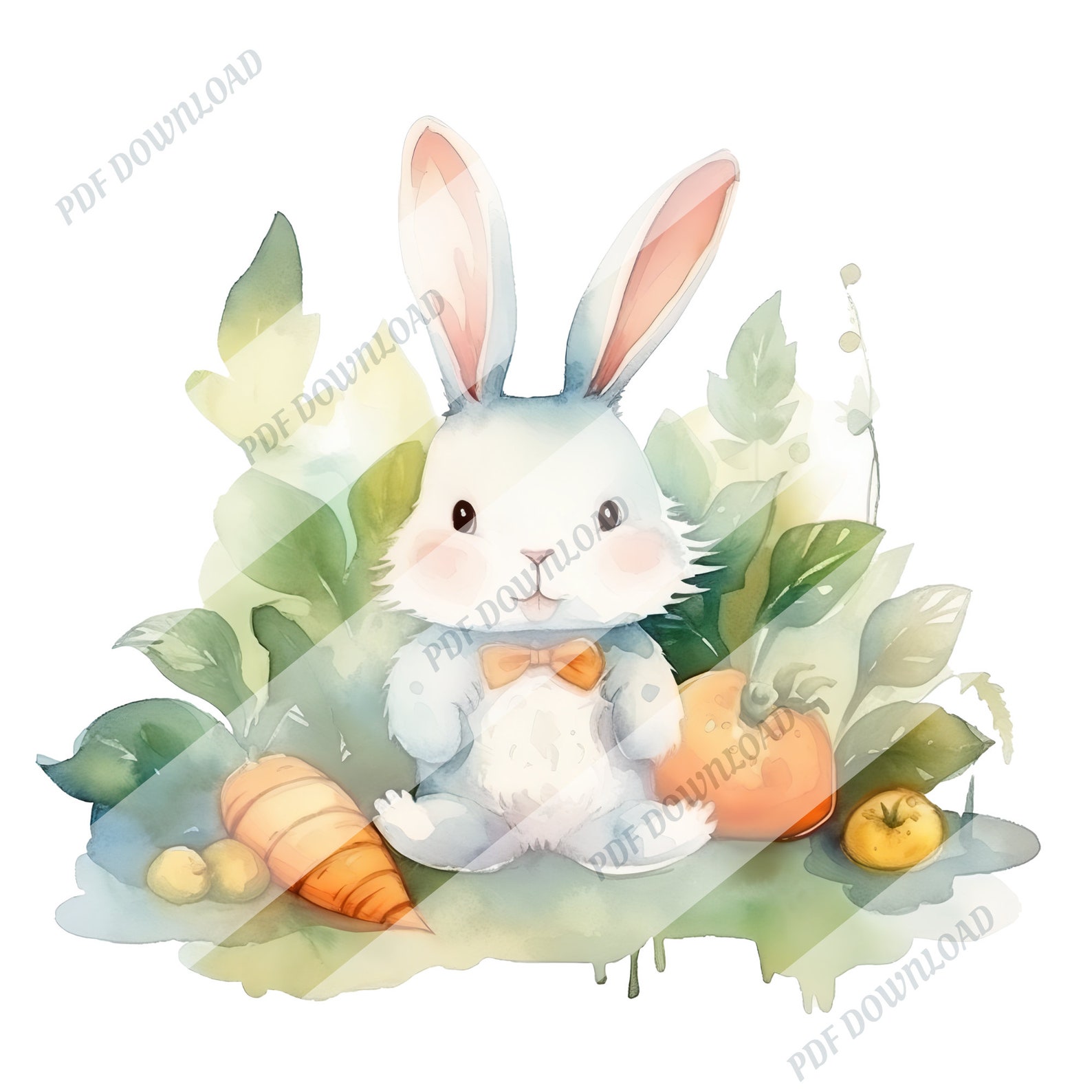 Bunny Clipart, Rabbit Clipart, Watercolor Bunny, Easter Bunny Clipart ...