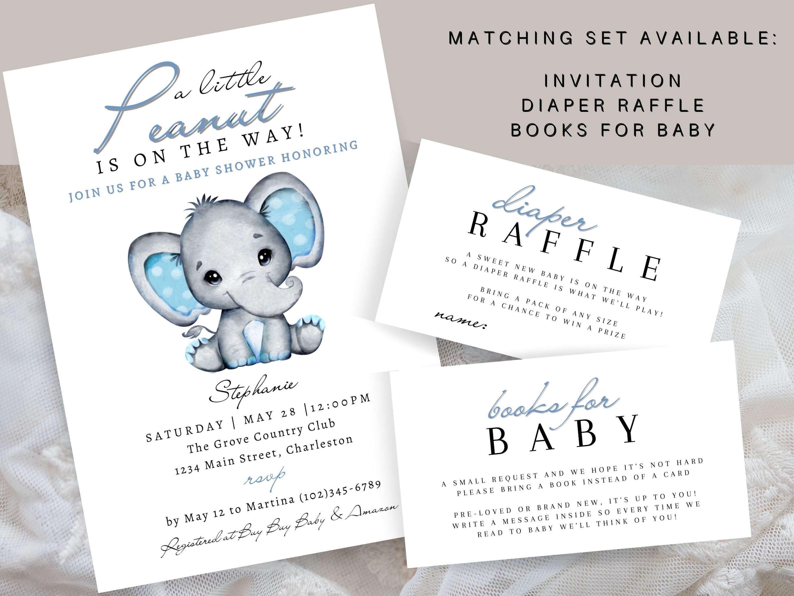 Little Peanut Baby Shower Games Bundle Blue Elephant Baby Boy Scramble ...
