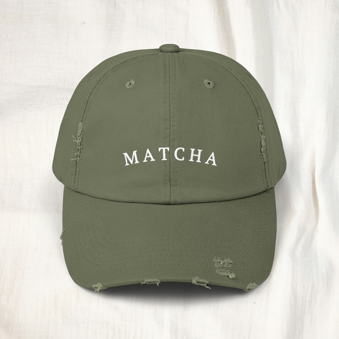 Distressed Matcha Hat, Matcha Aesthetic Hat, Green Unisex Distressed ...