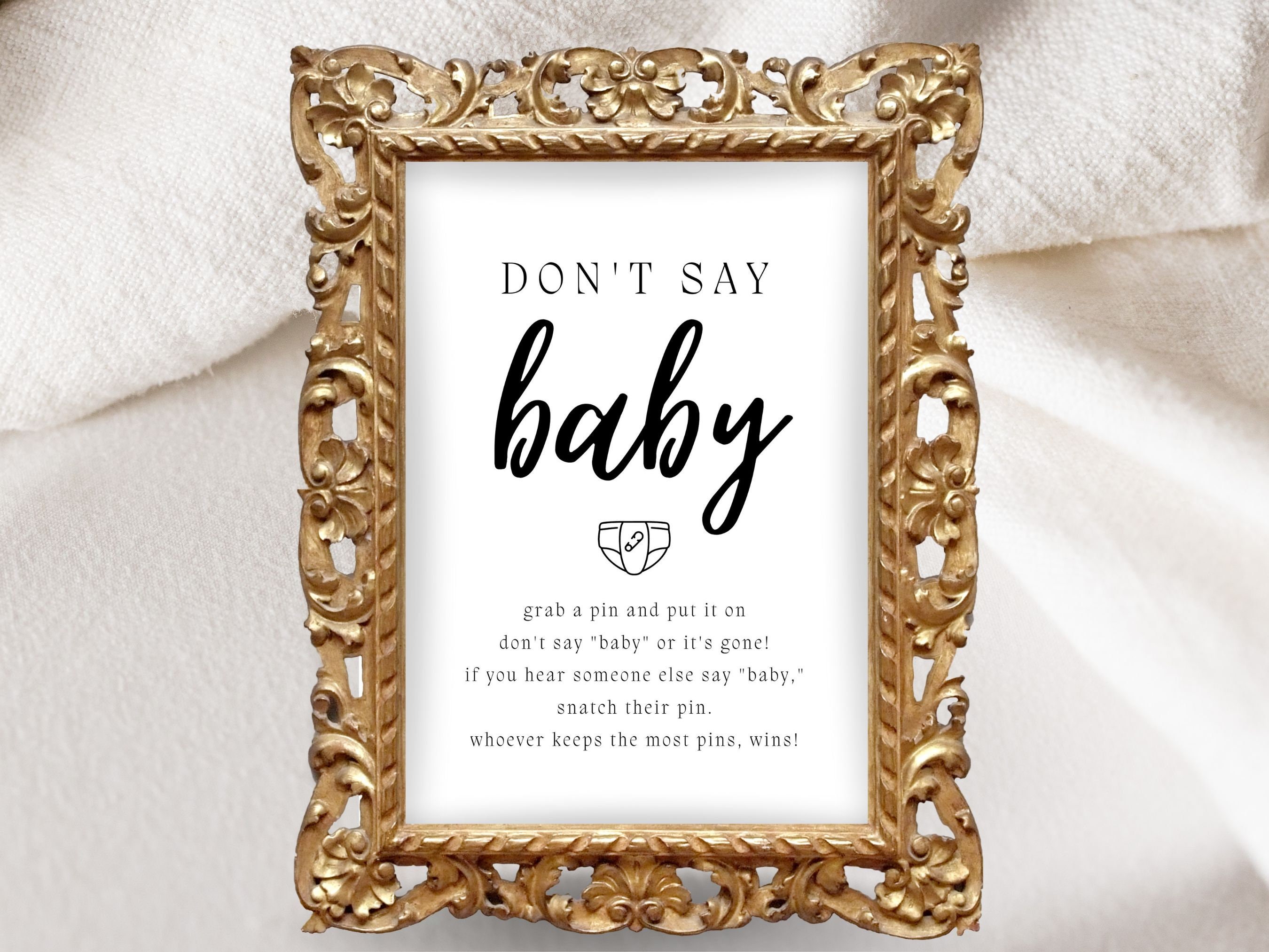 Don't Say Baby Sign Baby Shower Game Sign Printable - Etsy UK