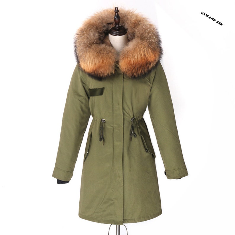 Women Plus Size Long Parka Jacket, Overcoat With Detachable Real ...