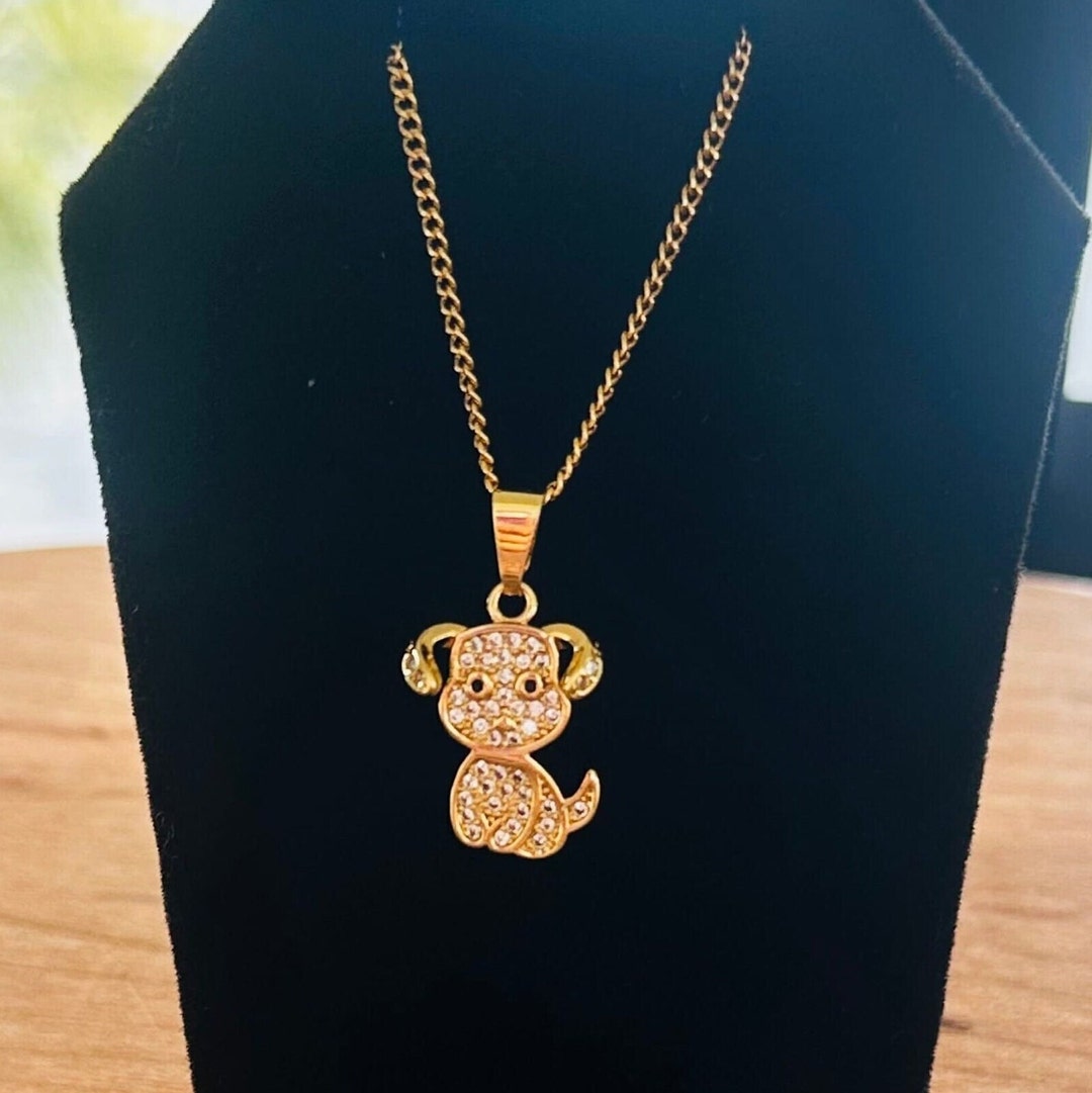 Gold Necklace W/gold Paw Print or Dog Pendant Handcrafted Canine Charm ...