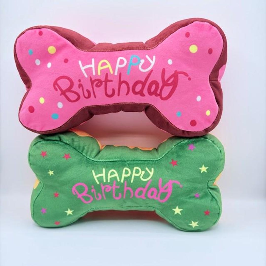Birthday Dog Squeaky Bone Toy - Etsy