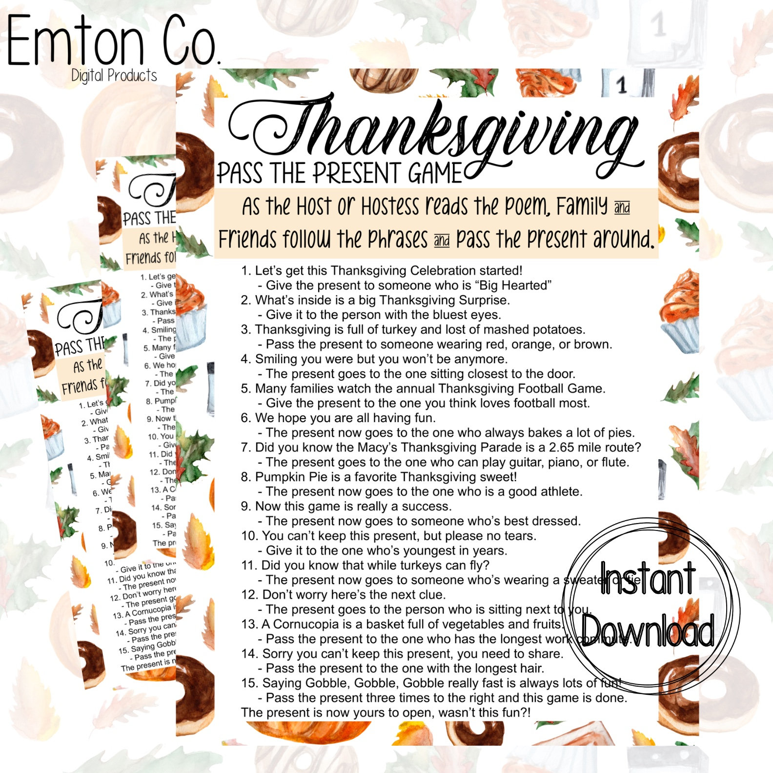 Thanksgiving Pass the Present Game | Family | Friends | Holiday | Fun ...