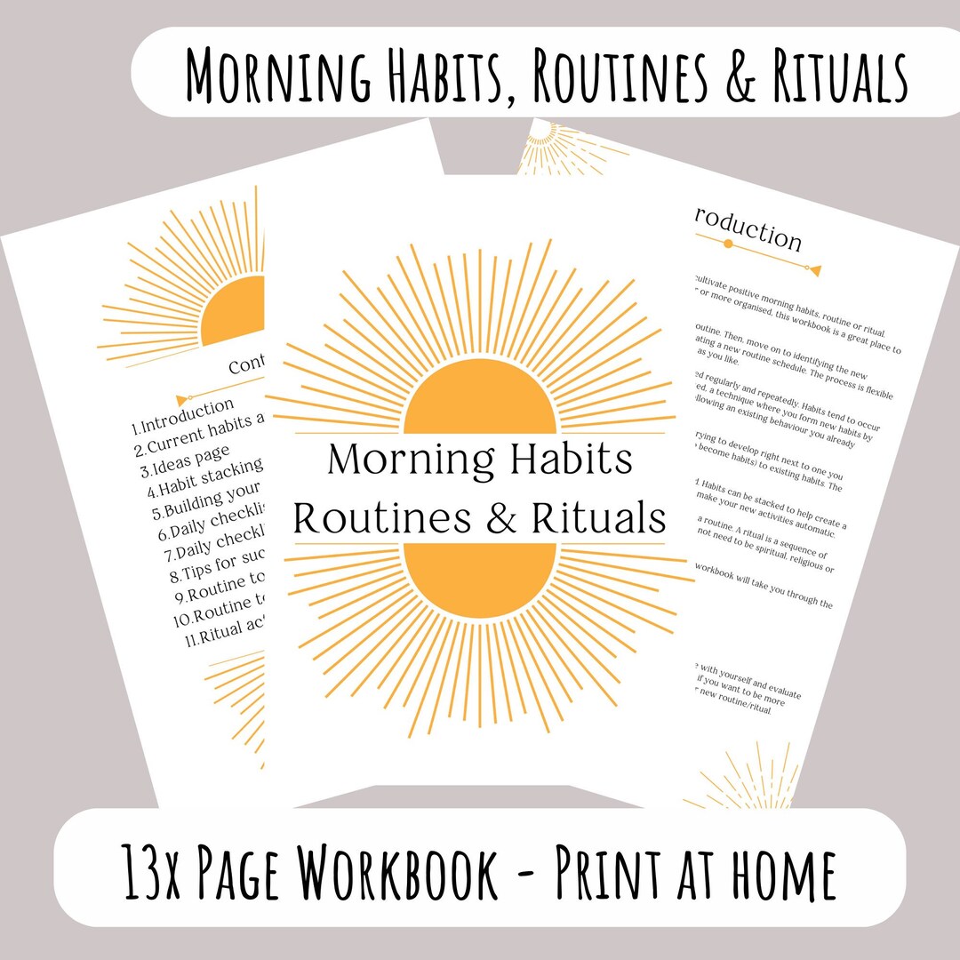 Printable Morning Habits, Routines and Rituals Workbook, Develop a New ...