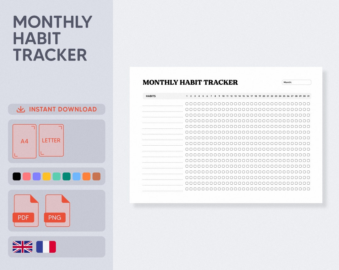 Monthly Habit Tracker, Routine Tracker, 30 Days Habit Challenge ...