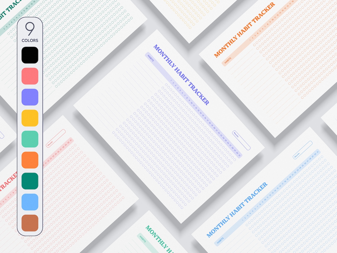 Monthly Habit Tracker, Routine Tracker, 30 Days Habit Challenge ...