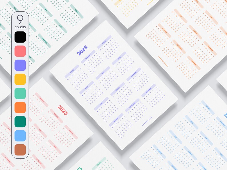 2023 Calendar, Yearly Calendar, Yearly Planner | Instant Download | A5 ...