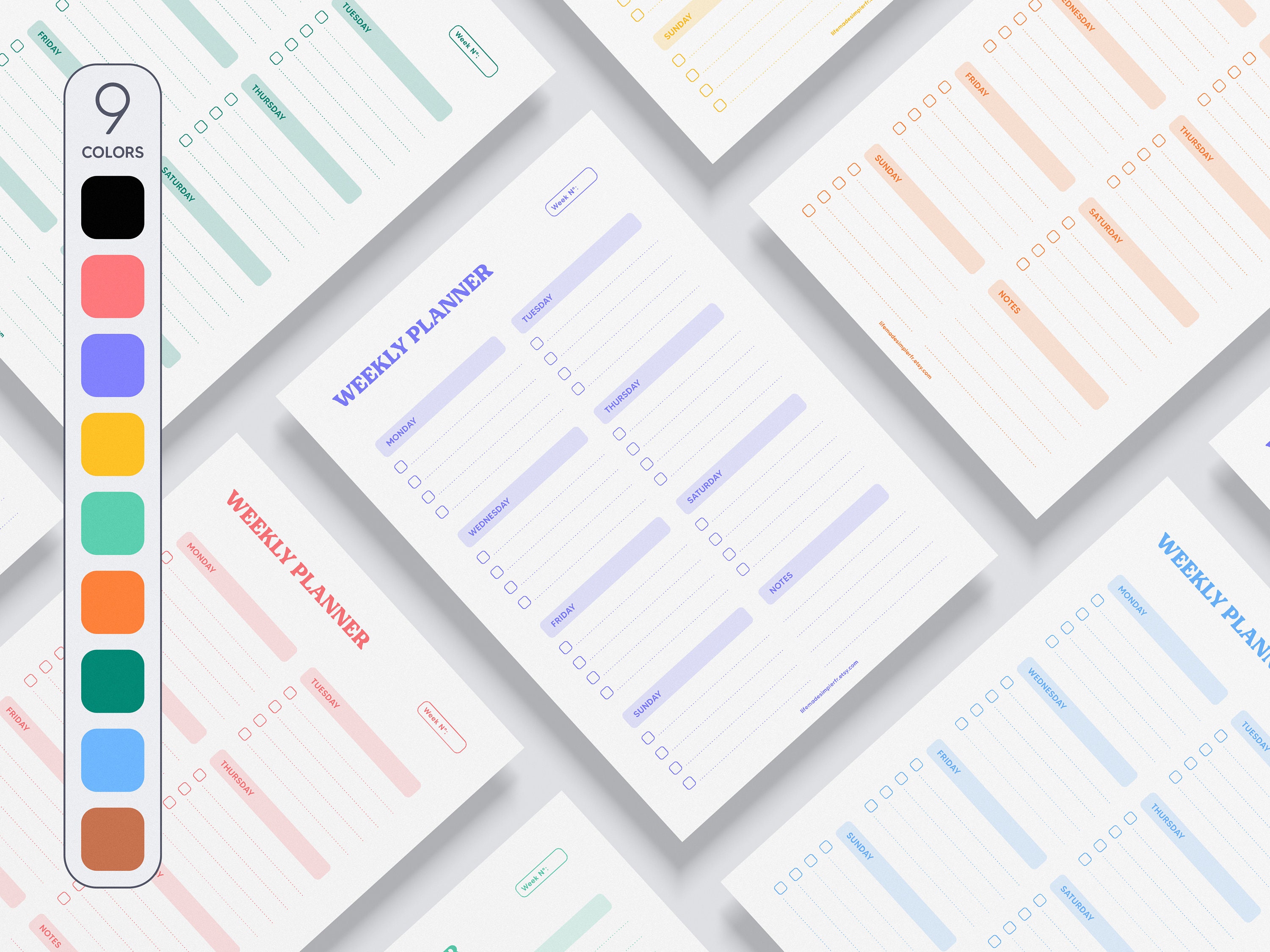 Weekly to Do List, Printable to Do List, Colored to Do List | Instant ...