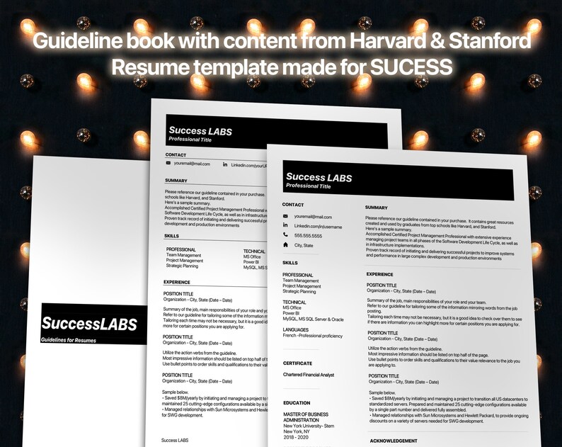 Harvard Stanford> Resume Template & Guideline- Words, Google Docs, and ...