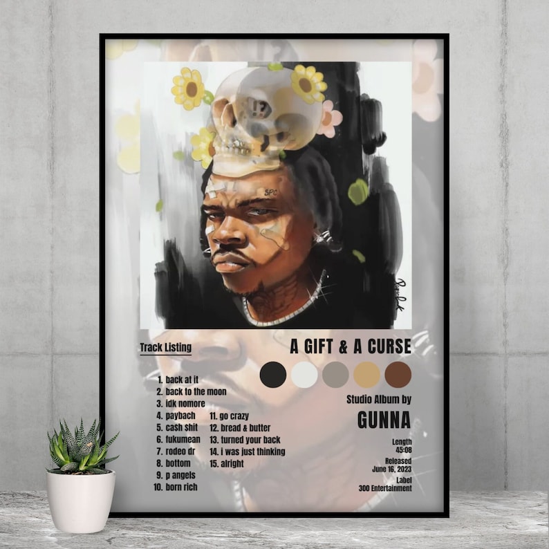 NEW Gunna Digital Download Poster, a Gift & a Curse Album, Music Artist ...