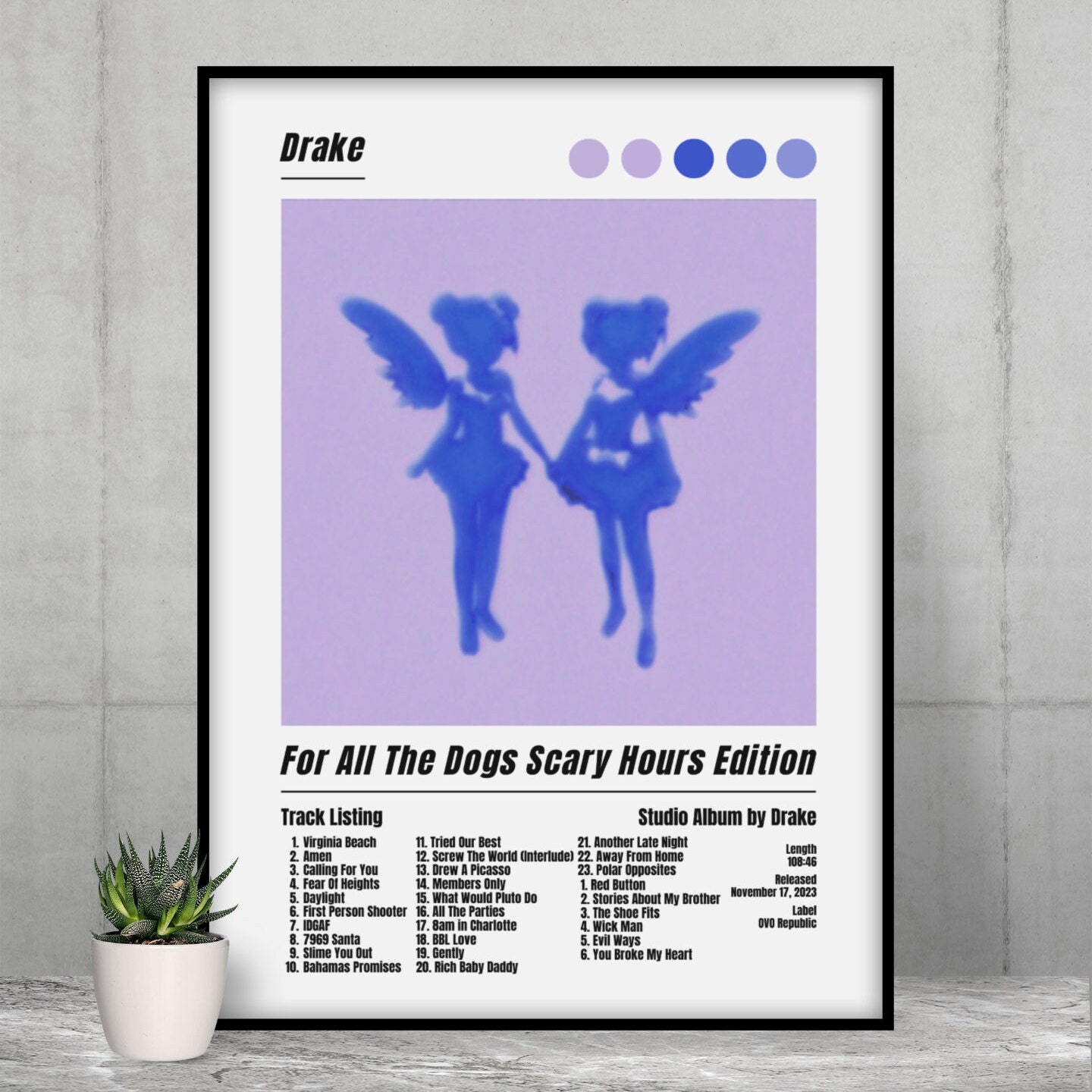 Drake Digital Download Poster, for All the Dogs Scary Hours Edition ...