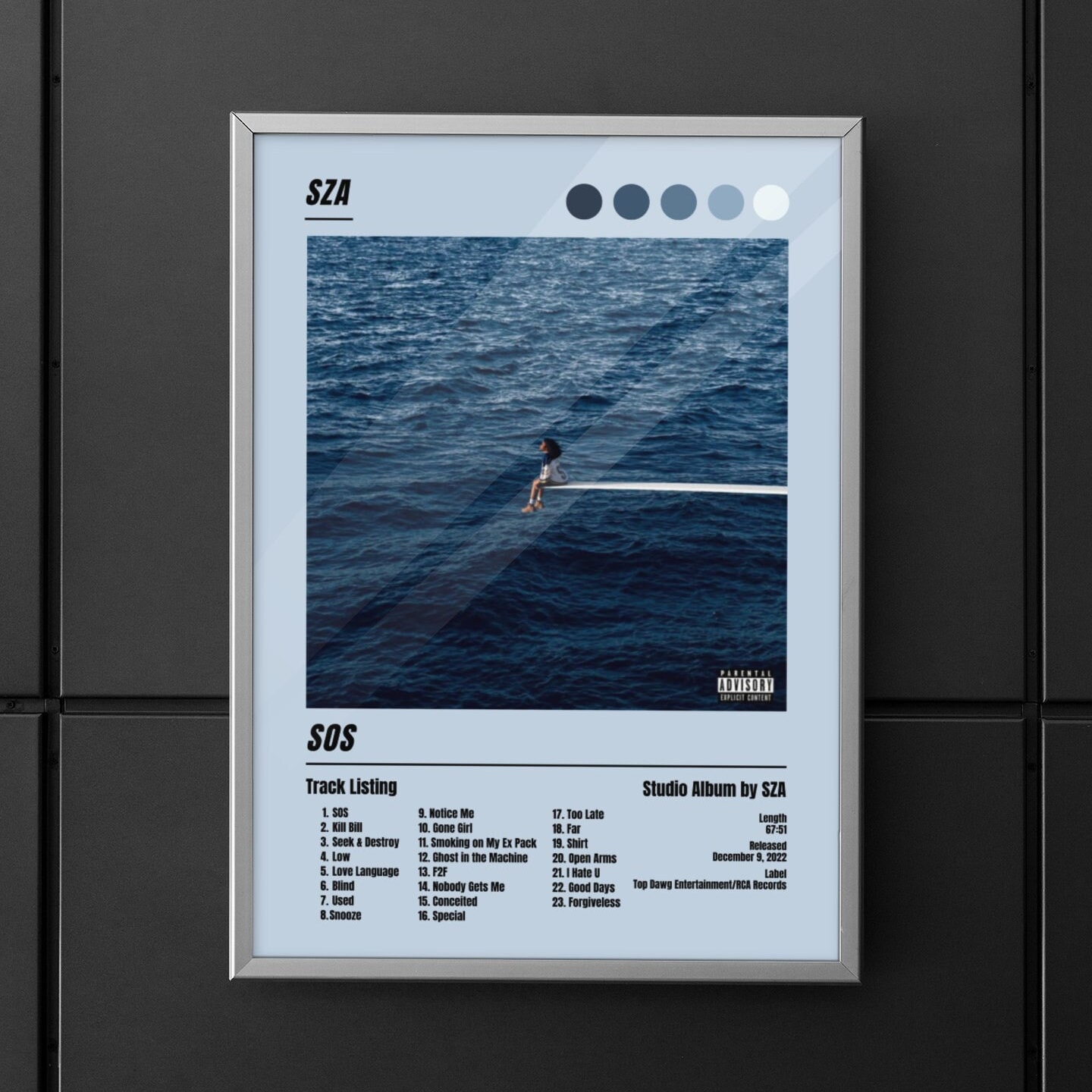 SZA Poster, SOS Album, Music Artist Album Cover Wall Art Designed ...
