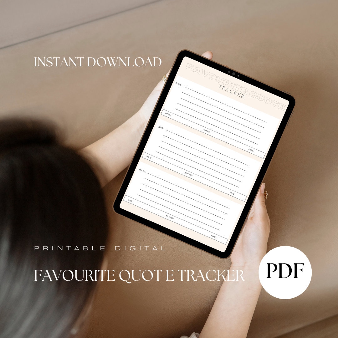 Favourite Quotes Tracker // Favourite Book Quote Bookish - Etsy