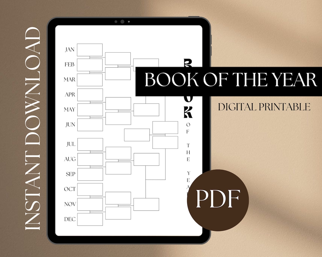 Book of the Year // Favourite Book, Book Journal Printable, Digital ...