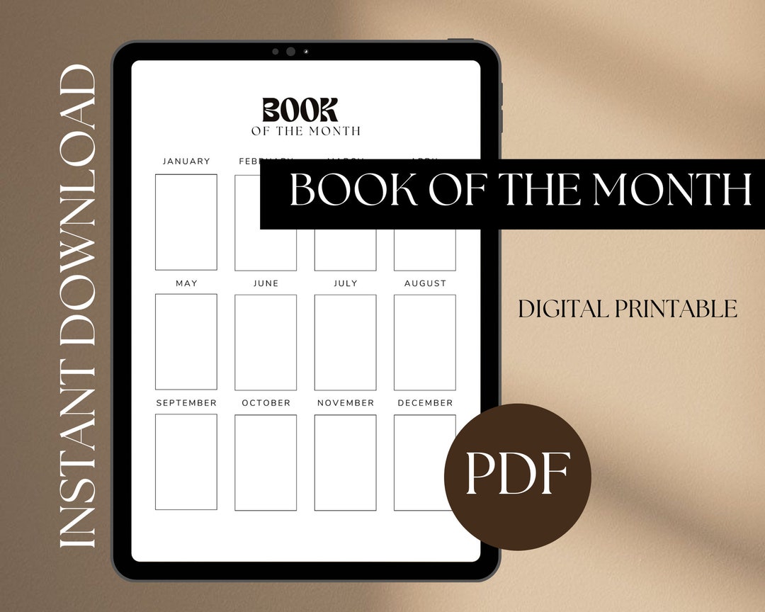 Book of the Month // Book Cover Tracker, Digital Printable Reading Log ...