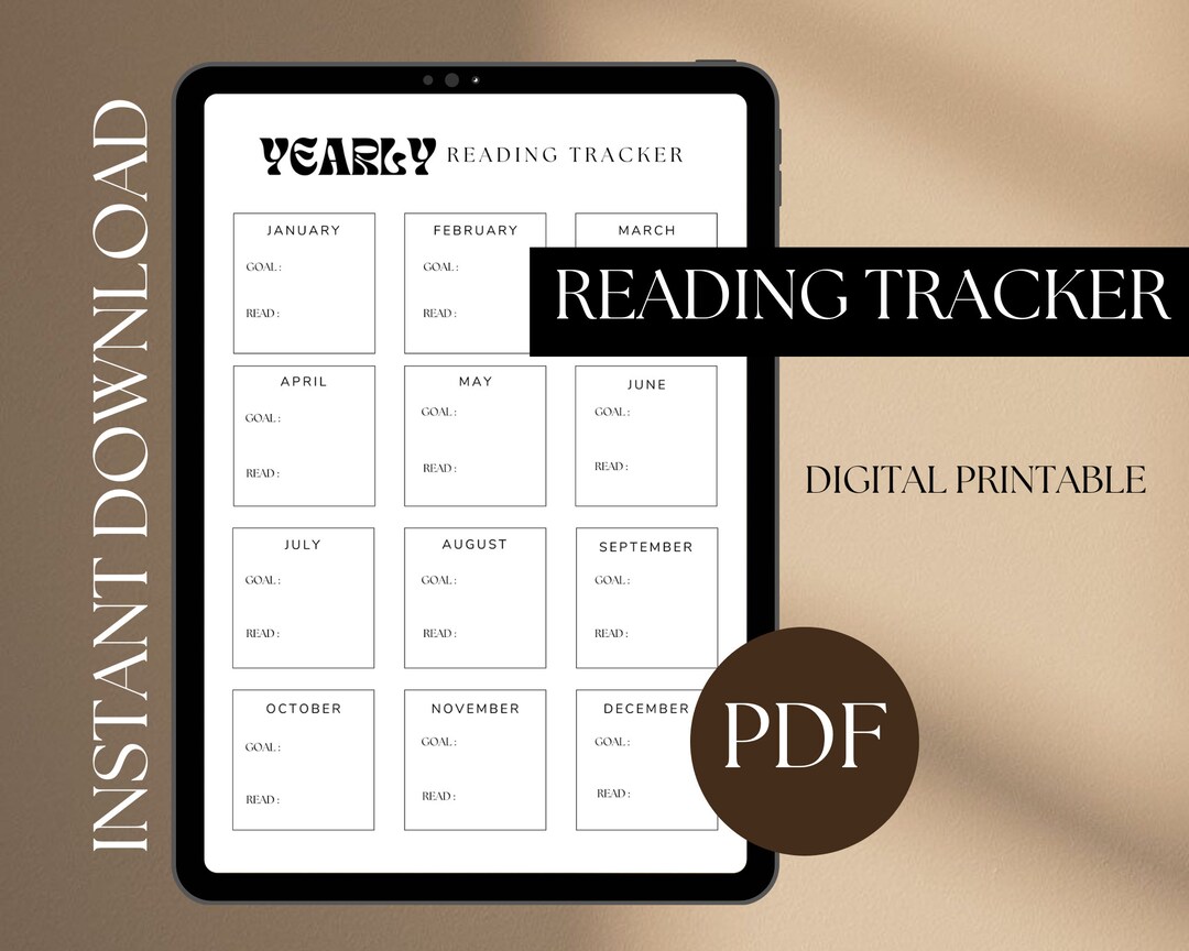 Yearly Reading Goal Tracker / Reading Challenge Tracker, Book Goal ...