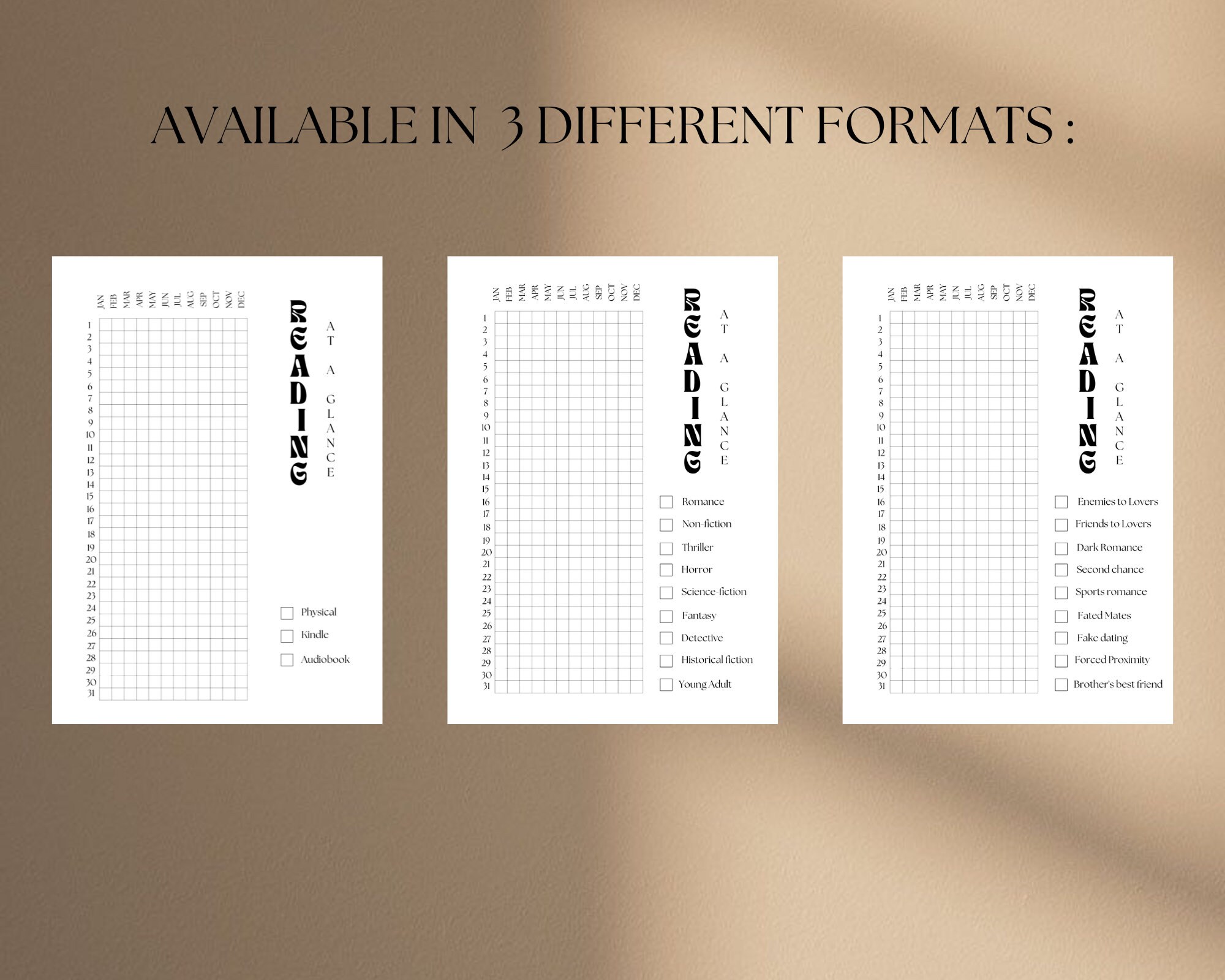 Reading at a Glance Tracker / Romance Tropes Tracker, Romance Reader ...