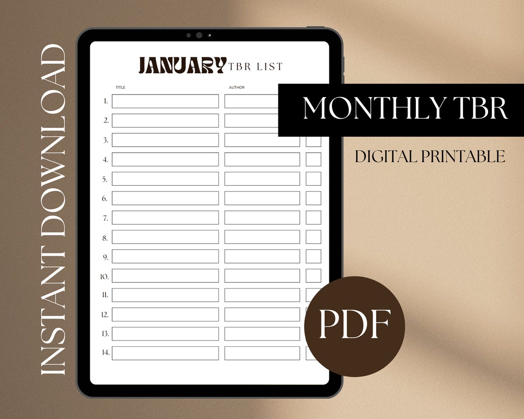 Monthly TBR List / Monthly Tbr List Template, Reading Book List, to Be ...