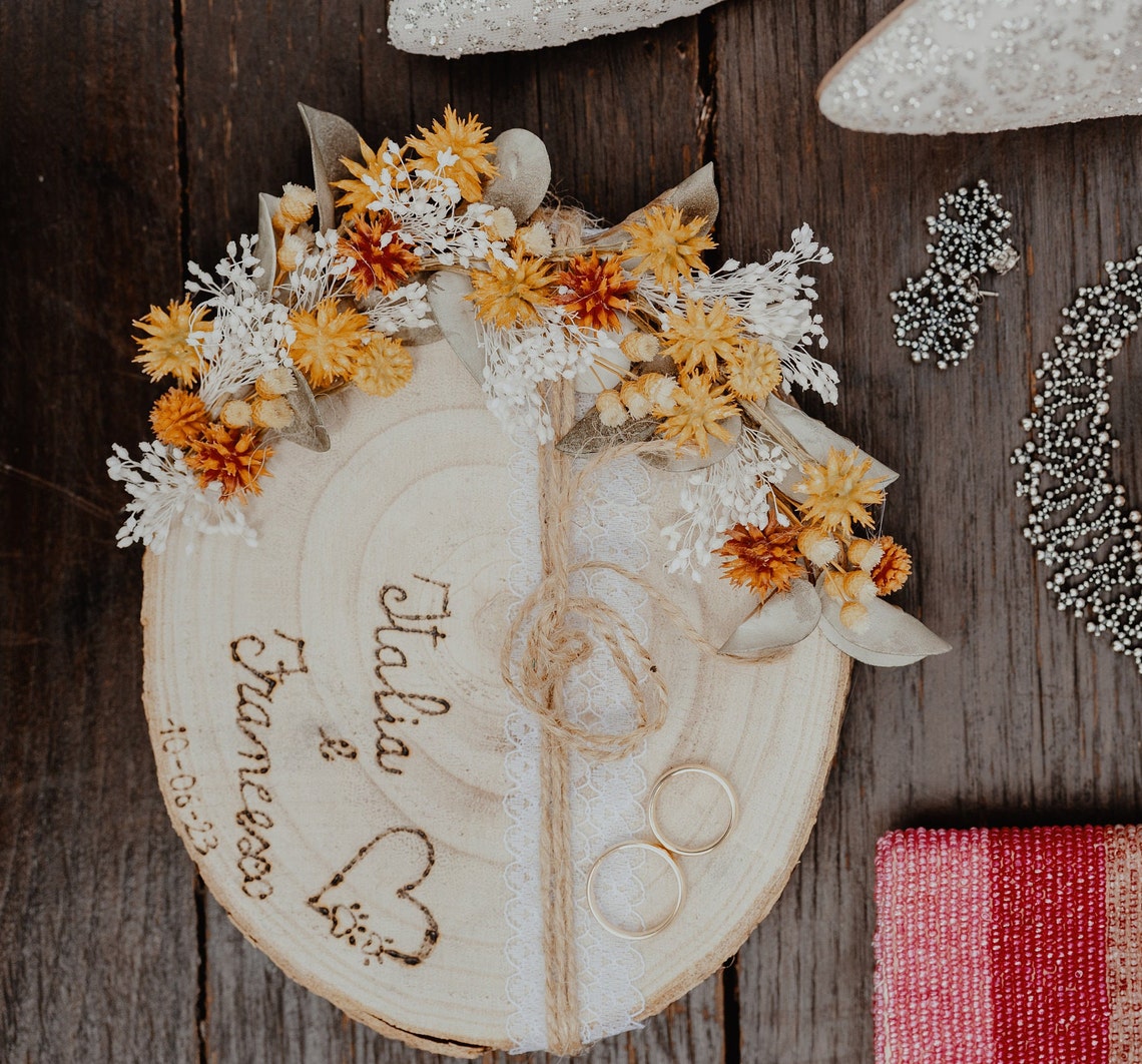 Customizable Wedding Ring Holders With Wooden Base - Etsy