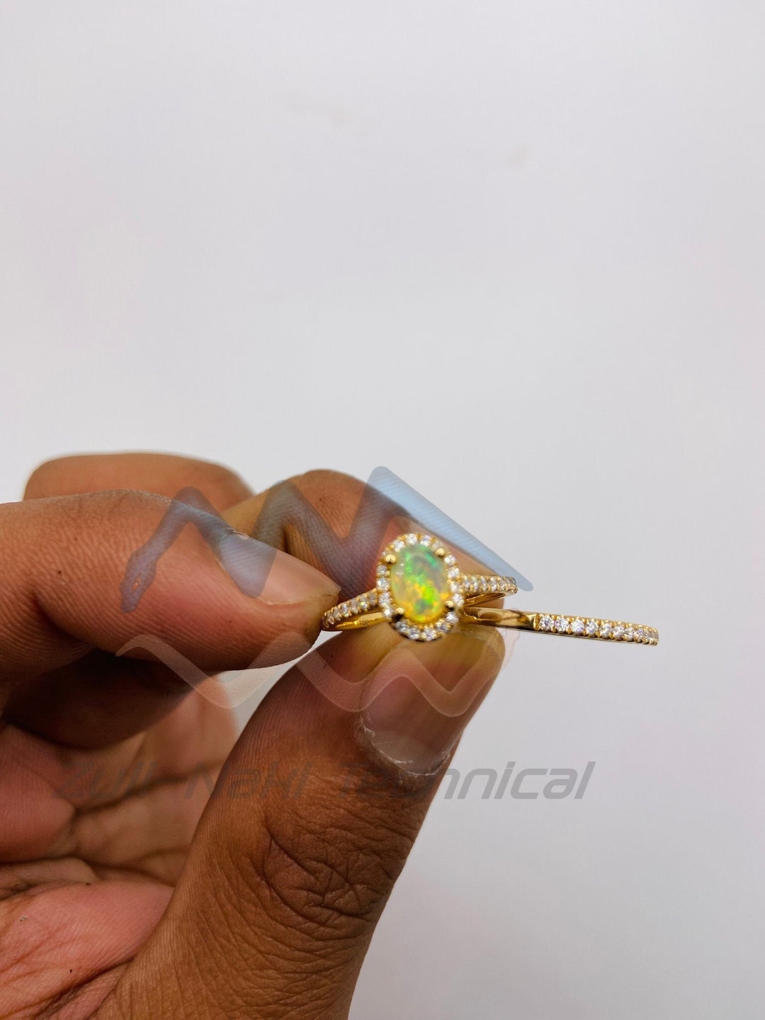 Kali Oval Cut Opal 10K Gold Engagement Ring Set by Naki Tech/ - Etsy