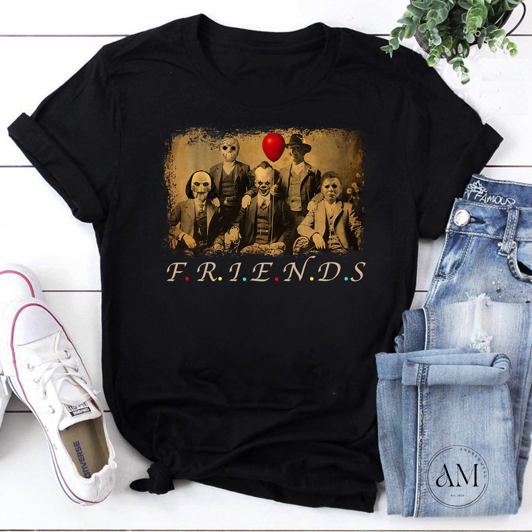 Fr-iends Horror Five Characters Squad Funny Halloween Movie Vintage T ...