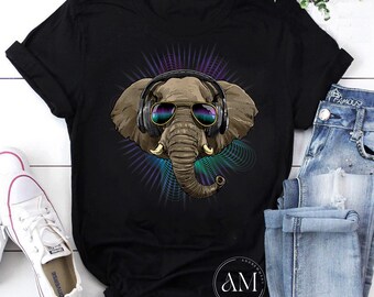 Elephant With Headphones - Etsy