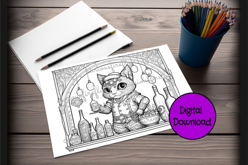 Steampunk Cats: Digital PDF Download Coloring Book Pages for - Etsy