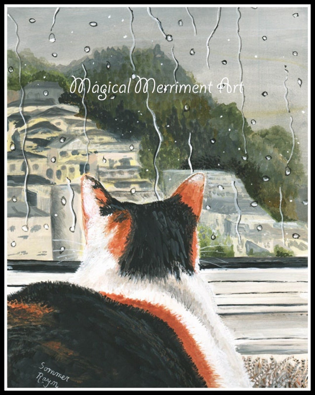Phyllis, the Calico Cat Watching the Rain in San Francisco, CA, Rainy ...