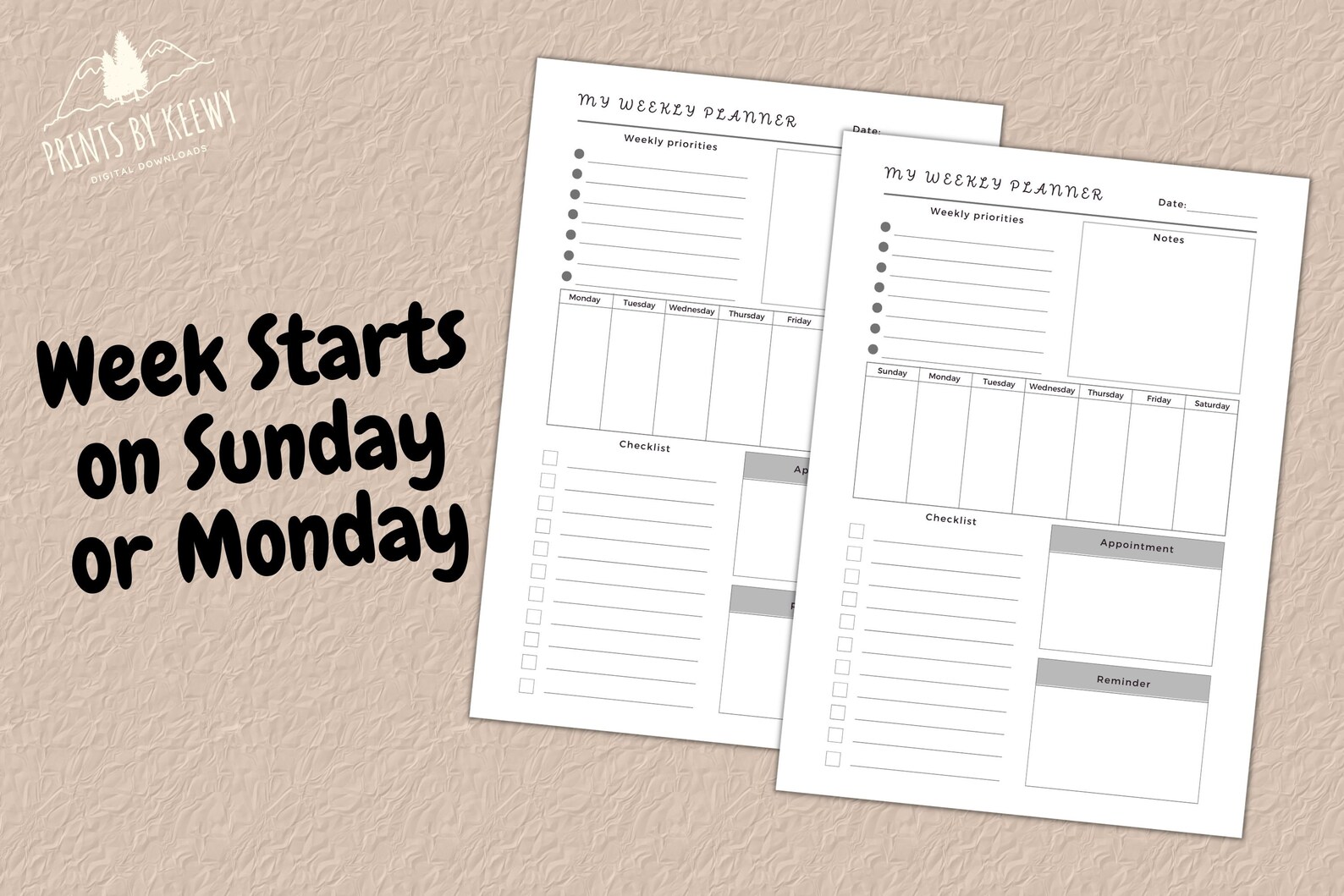 Weekly Planner Portrait, Simple Schedule, Printable Planner, at a ...