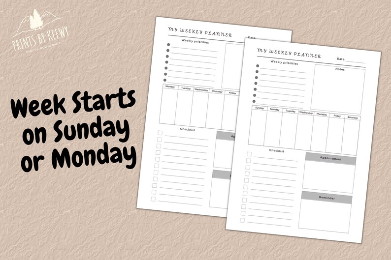 Weekly Planner Portrait, Simple Schedule, Printable Planner, at a ...