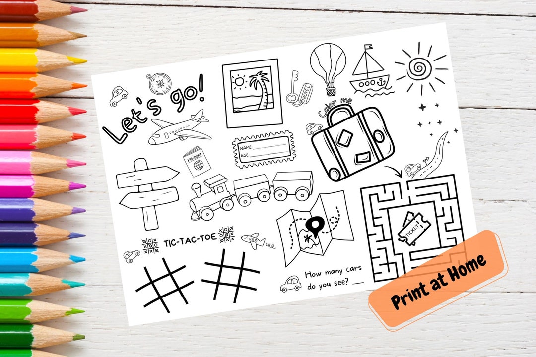 Travel Activity Sheet 2, Printable Coloring Page, Kids Activity ...