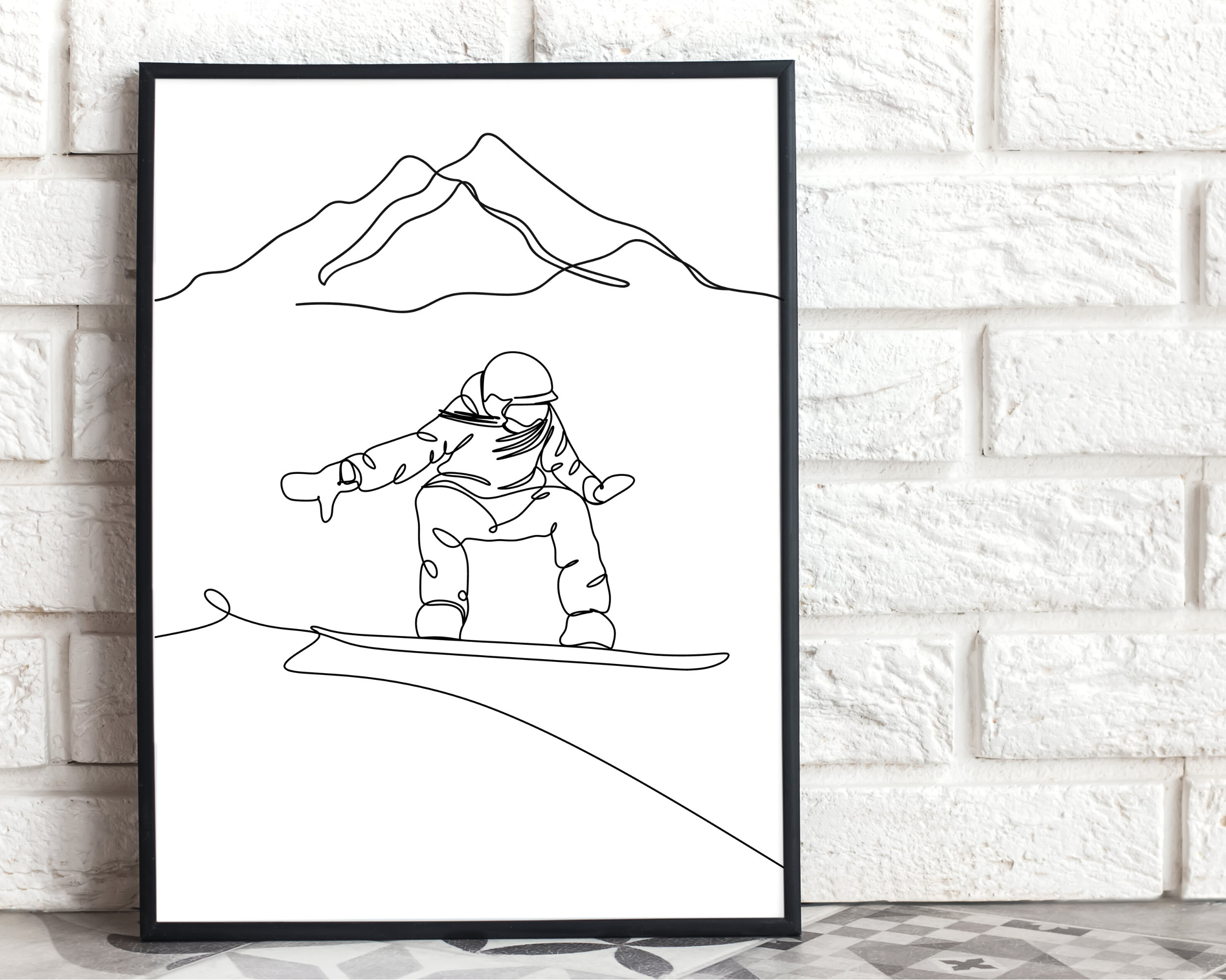 Snowboarding Line Art, Minimalist Snowboard Print, Digital Download ...