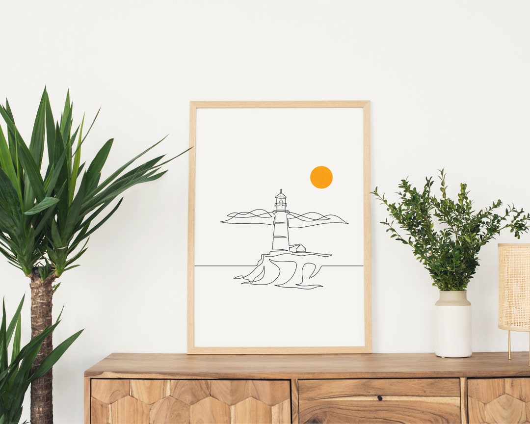 Lighthouse Line Art, Minimalist Lighthouse Print, Digital Download ...