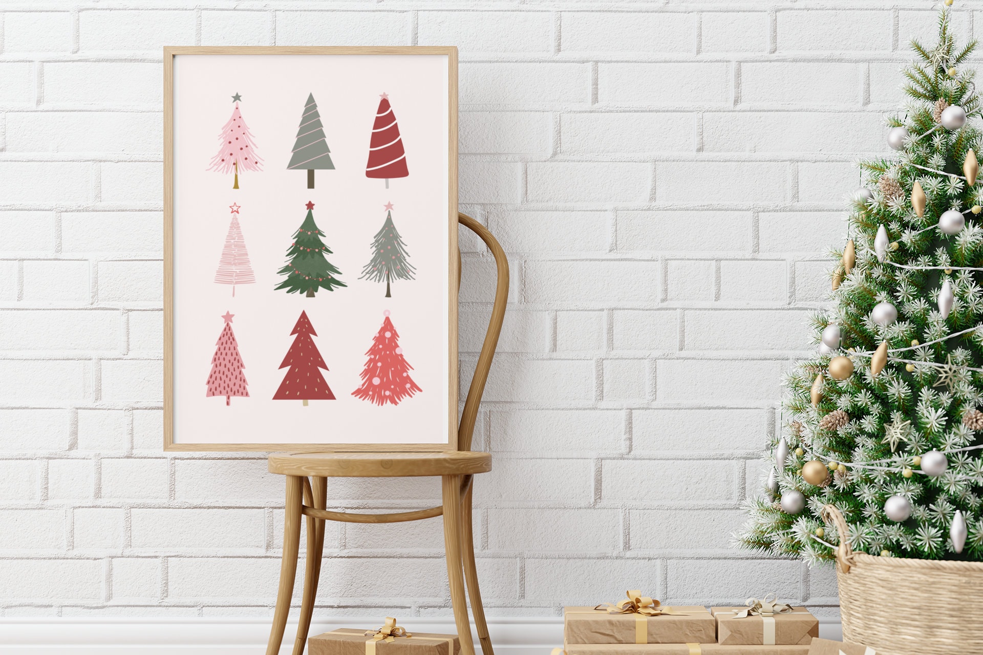 Christmas Tree Art Print Holiday Wall Art Minimal Christmas Decor ...