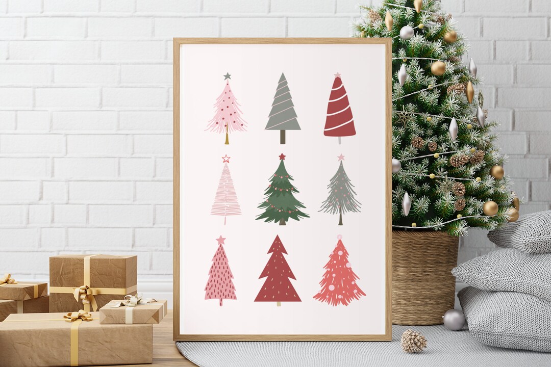 Christmas Tree Art Print Holiday Wall Art Minimal Christmas Decor ...