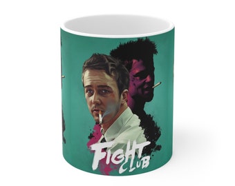 Fight Club Ceramic Mug Coffee Cup / Tyler Durden Brad Pitt Fight Club ...
