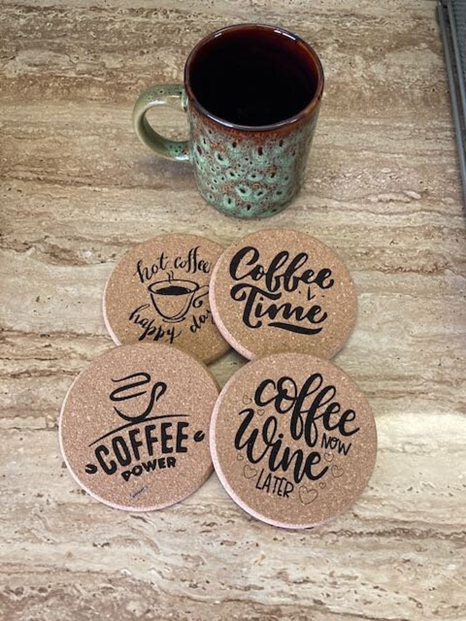 Laser Engraved Cork Coffee Coasters - Etsy