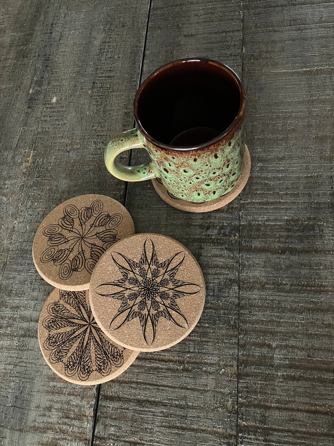 Laser Engraved Cork Coasters - Etsy