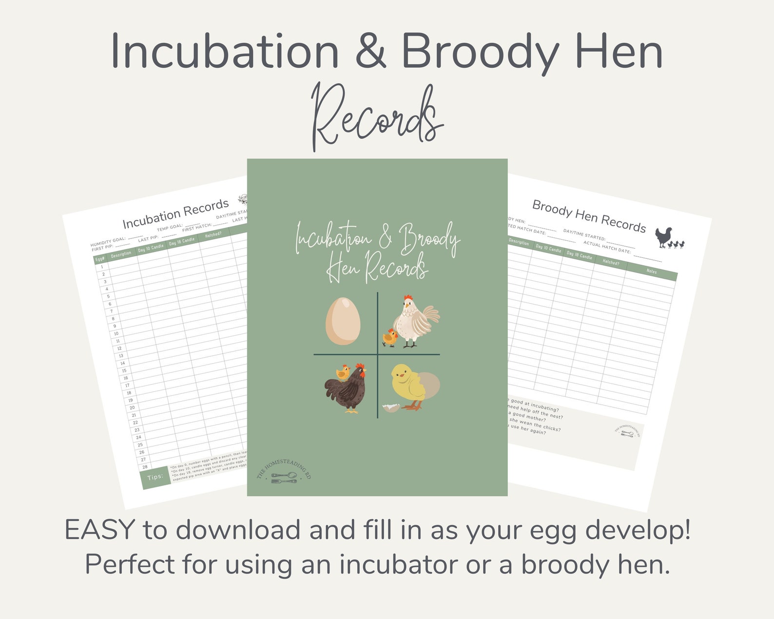 Incubation & Broody Hen Records | Incubation Tracker | Hatching Eggs ...